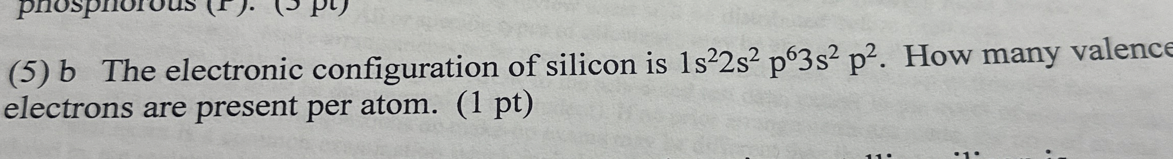 Solved (5) ﻿b The electronic configuration of silicon is | Chegg.com