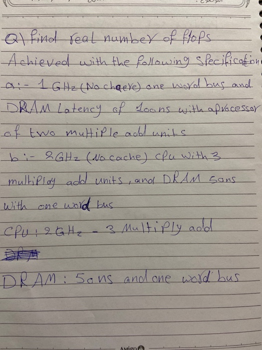 al find real number of flops Achieved with the | Chegg.com