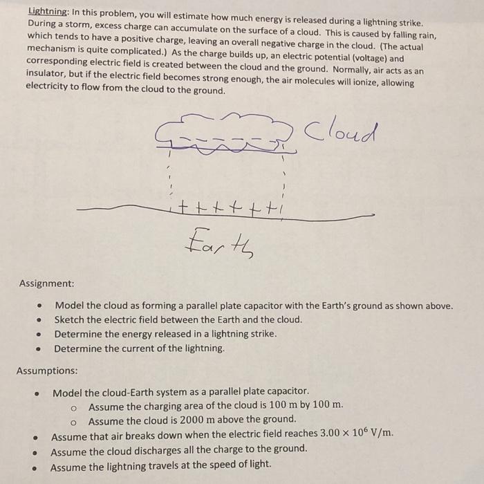 Solved Lightning: In this problem, you will estimate how | Chegg.com