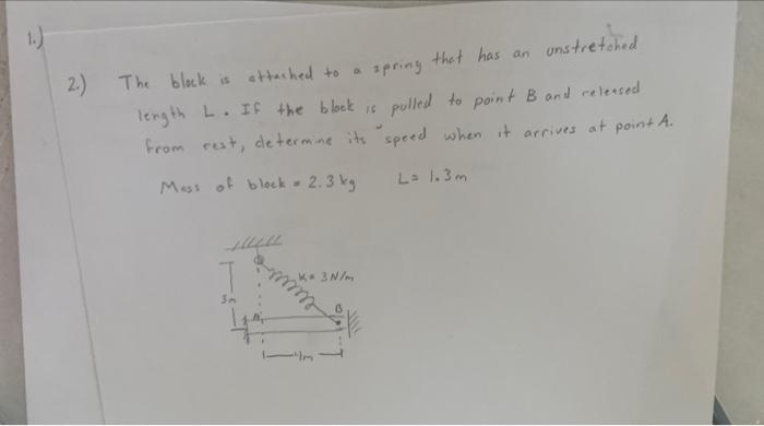 Solved 1.) 2.) The block is attached to a spring that has an | Chegg.com