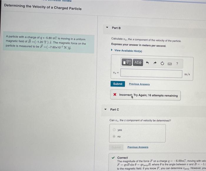 Solved Determining the Velocity of a Charged Particle Part A | Chegg.com