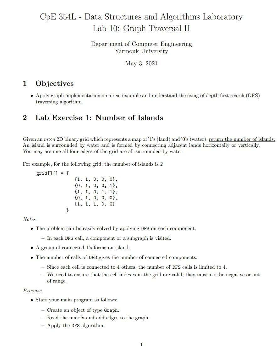 Solved CpE 354L - Data Structures and Algorithms Laboratory | Chegg.com
