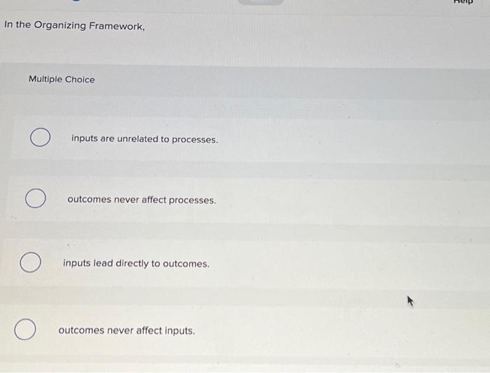 Solved In the Organizing Framework, Multiple Choice O O O | Chegg.com