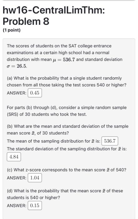 Solved hw15- MoreNormalDistribution: Problem 10 (1 point) | Chegg.com