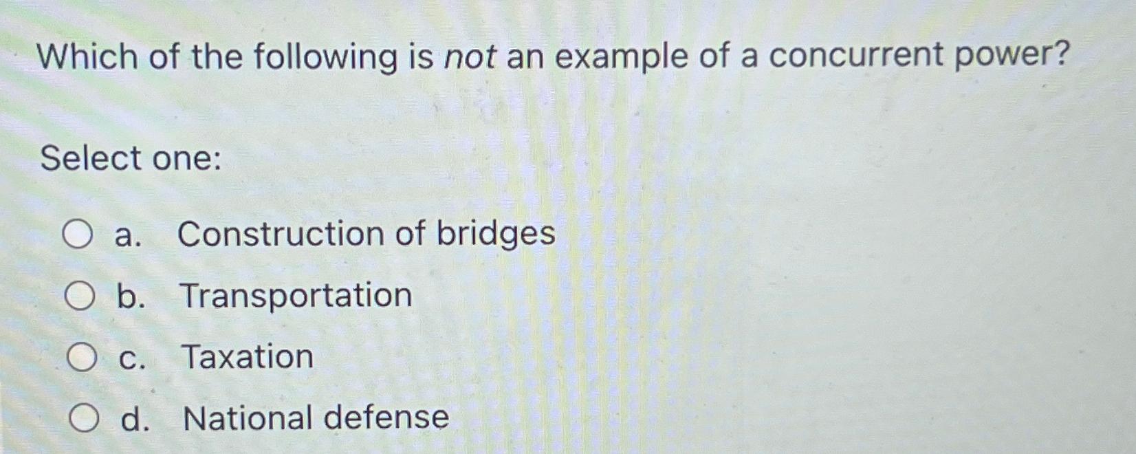 Solved Which of the following is not an example of a | Chegg.com