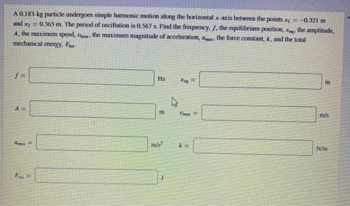 Solved A 0.183-kg particle undergoes simple harmonic motion | Chegg.com