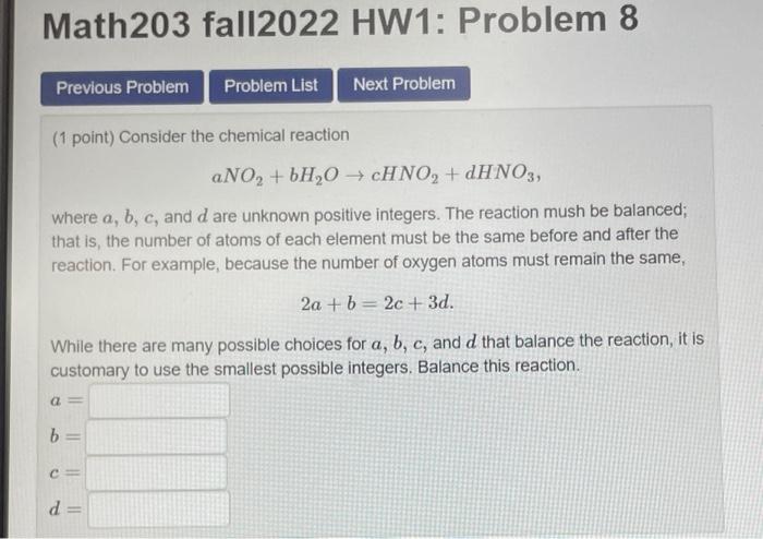 Solved Math203 fall2022 HW1: Problem 8 (1 point) Consider | Chegg.com