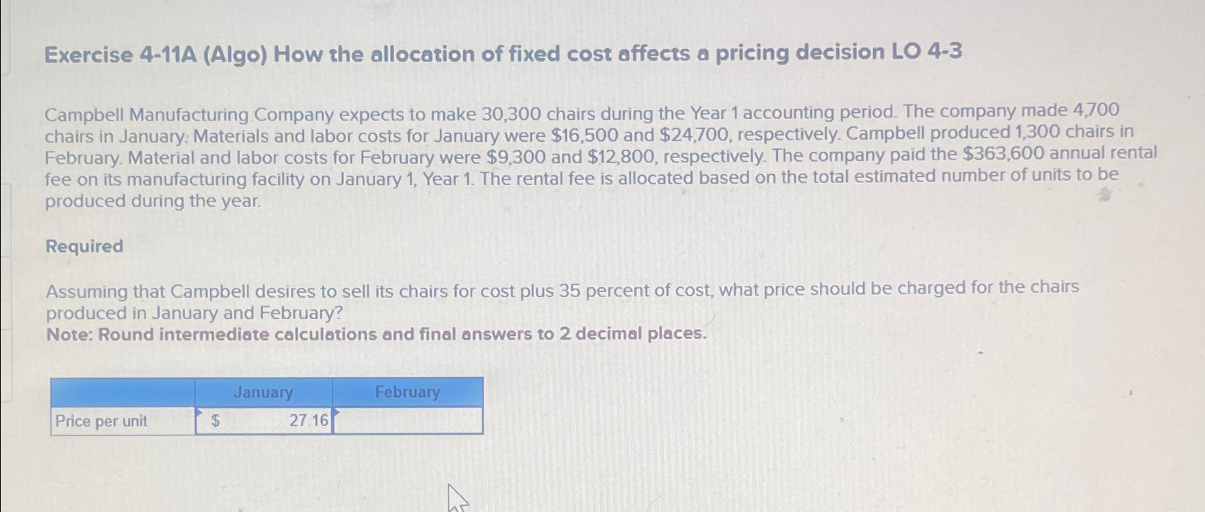 Solved Exercise 4-11A (Algo) ﻿How the allocation of fixed | Chegg.com