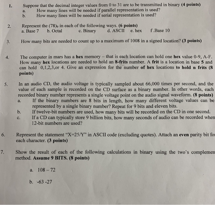 Solved Suppose That The Decimal Integer Values From 0 To 31
