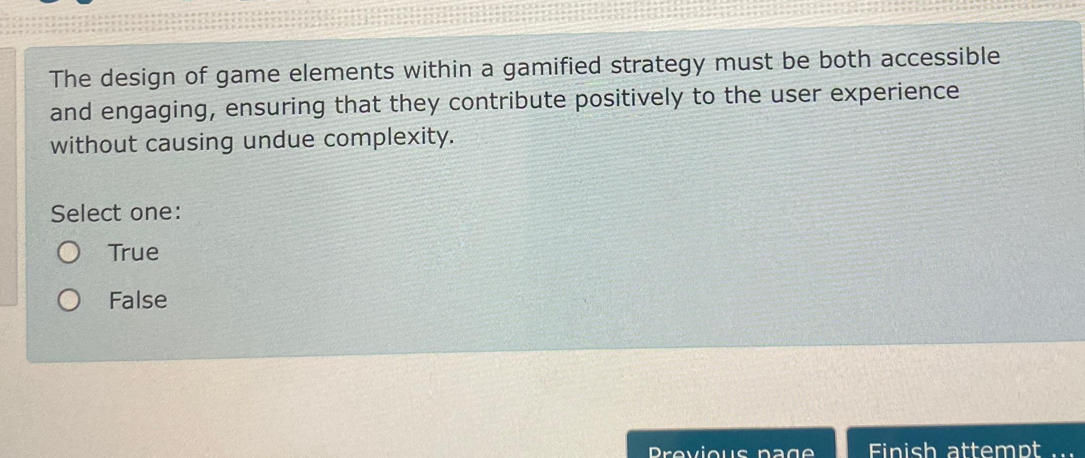 Solved The design of game elements within a gamified | Chegg.com