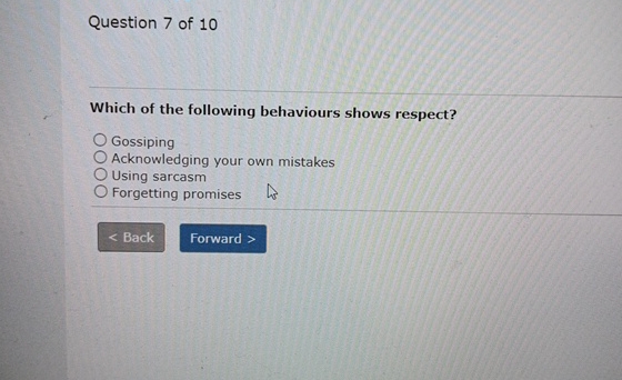 Solved Question 7 ﻿of 10Which of the following behaviours | Chegg.com