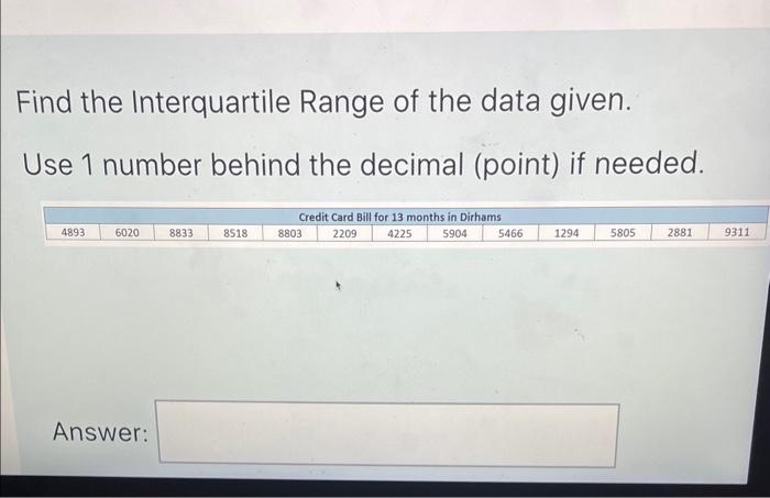 Solved Find the Interquartile Range of the data given. Use 1 | Chegg.com