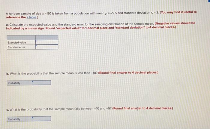 Solved A random sample of size n = 50 is taken from a | Chegg.com