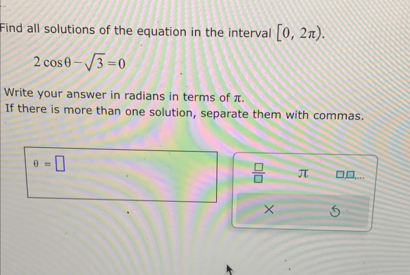 Solved Find all solutions of the equation in the interval | Chegg.com