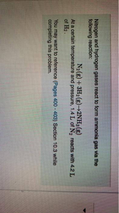 Solved Nitrogen and hydrogen gases react to form ammonia gas | Chegg.com