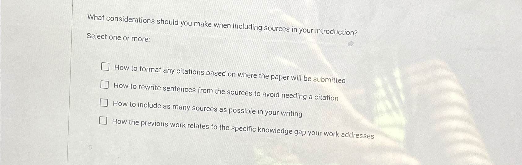 Solved What considerations should you make when including | Chegg.com