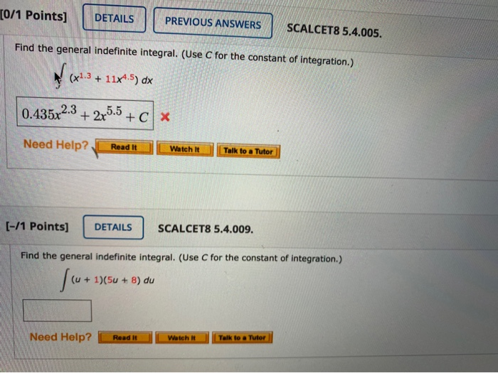 Solved [0/1 Points] DETAILS PREVIOUS ANSWERS SCALCET8 | Chegg.com