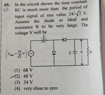 Solved In the circuit shown the time constant RC ﻿is much | Chegg.com