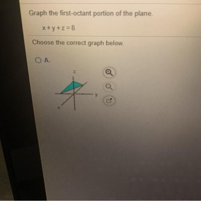 Solved Graph the first-octant portion of the plane. x+y+z= 8 | Chegg.com