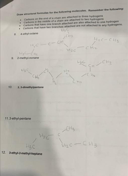 Solved Draw structural formulas for the following molecules. | Chegg.com