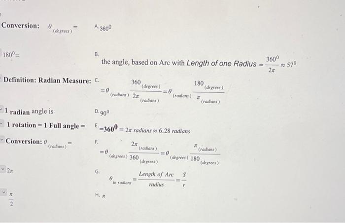 Solved Conversion: θ(degreer) =AA360∘ 180∘= B. the angle, | Chegg.com