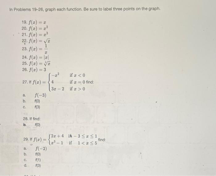 Solved In Problems 19-26, graph each function. Be sure to | Chegg.com