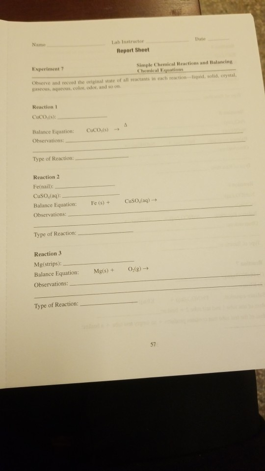 Solved Nome Lab Instructor Report Sheet Experiment? Simple | Chegg.com