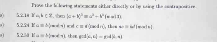 Solved Prove the following statements either directly or by | Chegg.com