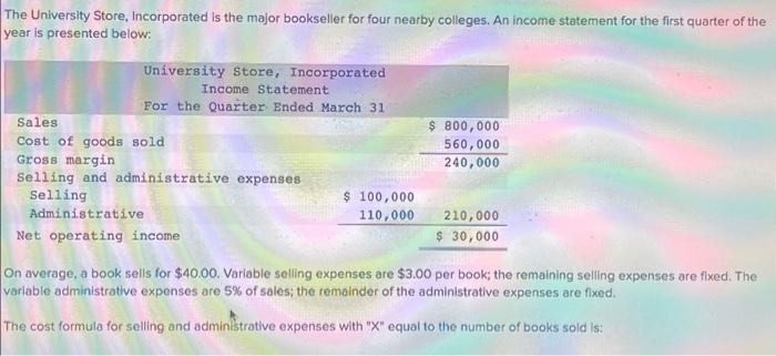 Solved The University Store, Incorporated is the major | Chegg.com Solved The University Store, Incorporated is the major | Chegg.com