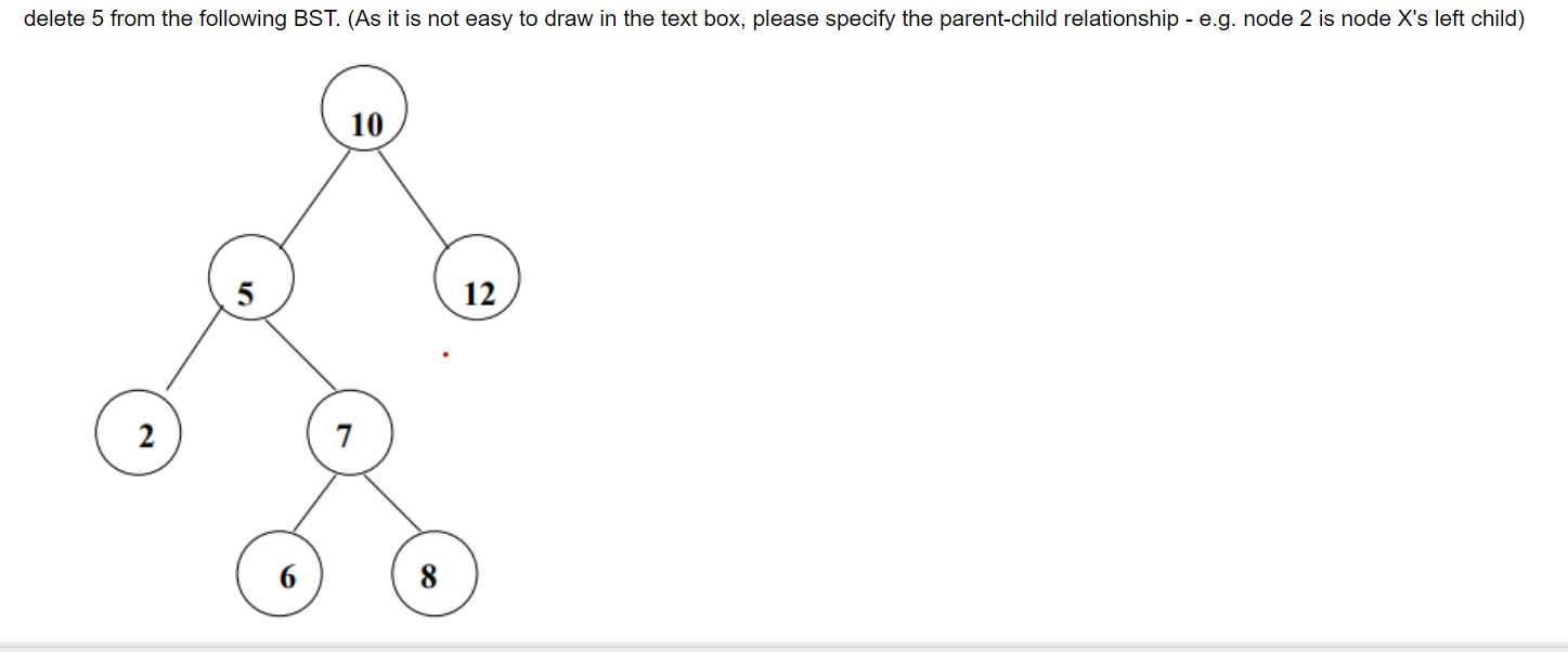 Solved delete 5 ﻿from the following BST. (As it is not easy | Chegg.com