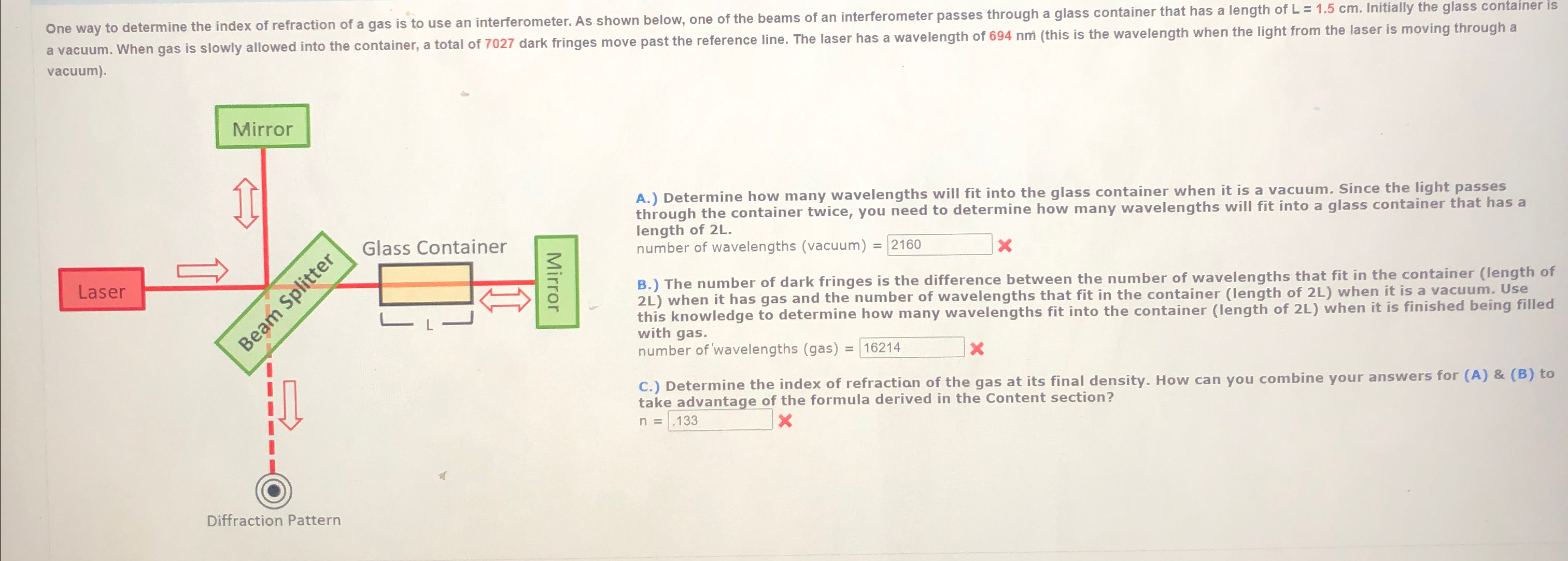 Solved vacuum).A.) ﻿Determine how many wavelengths will fit | Chegg.com