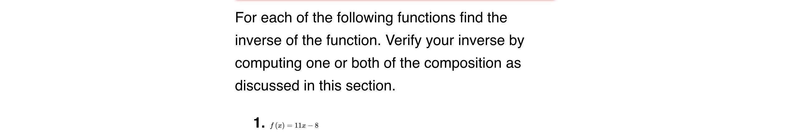 Solved For each of the following functions find the inverse | Chegg.com