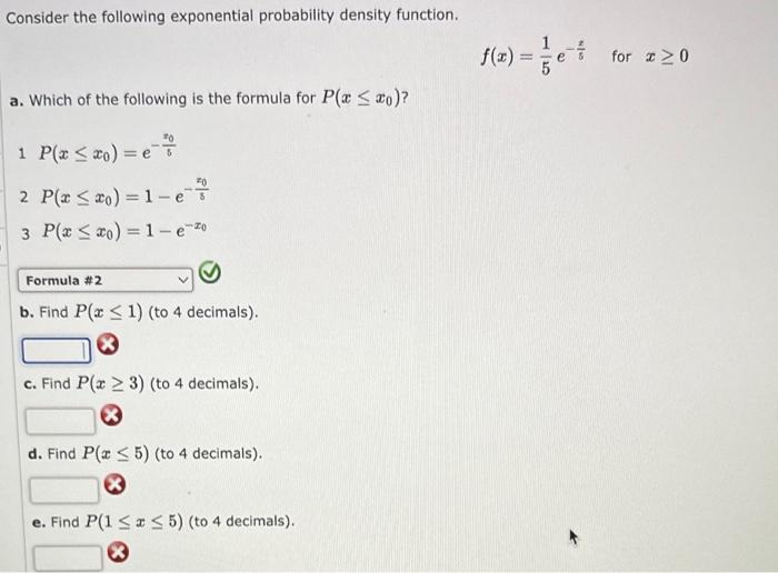Solved Consider the following exponential probability | Chegg.com