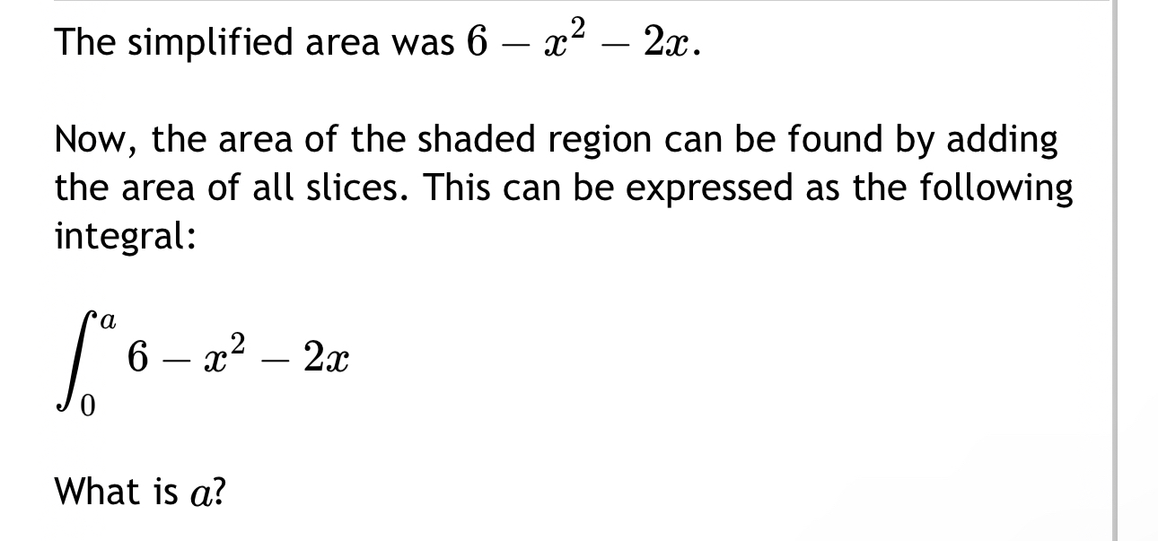 The simplified area was 6-x2-2x.Now, the area of the | Chegg.com