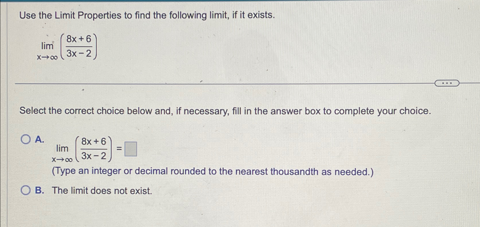 Solved Use the Limit Properties to find the following limit, | Chegg.com