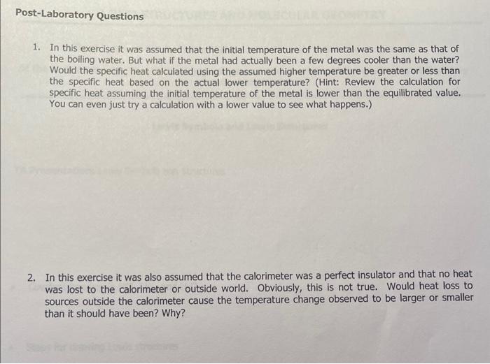 Data and Calculations Record all data using the | Chegg.com