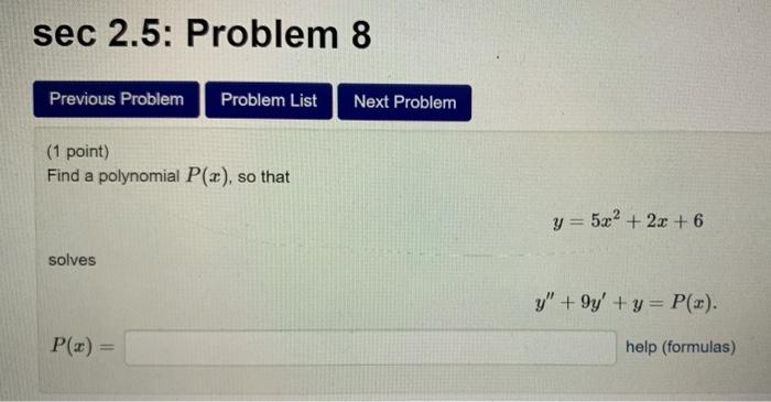 Solved Sec 2 5 Problem 8 Previous Problem Problem List Next