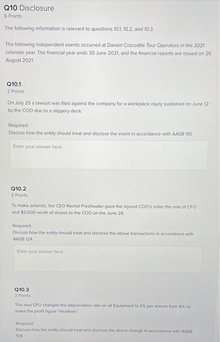 Solved Q10 Disclosure 6 Points The following information is | Chegg.com Solved Q10 Disclosure 6 Points The following information is | Chegg.com