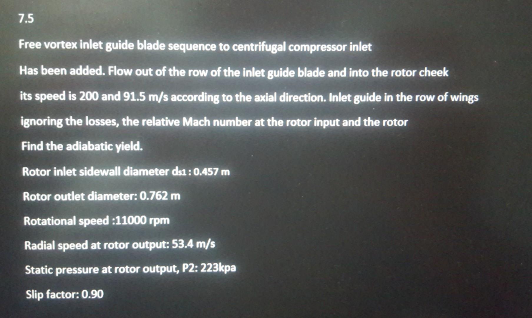 Solved 7.5 Free vortex inlet guide blade sequence to | Chegg.com