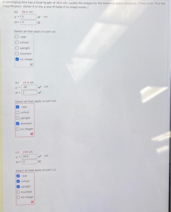 Solved real virtual upright inverted no image x (b) 19.0 | Chegg.com