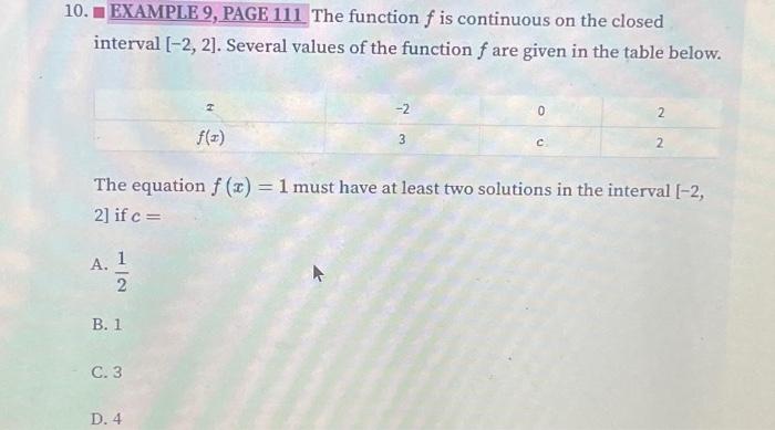 Solved 10. EXAMPLE 9, PAGE 111 The function f is continuous | Chegg.com