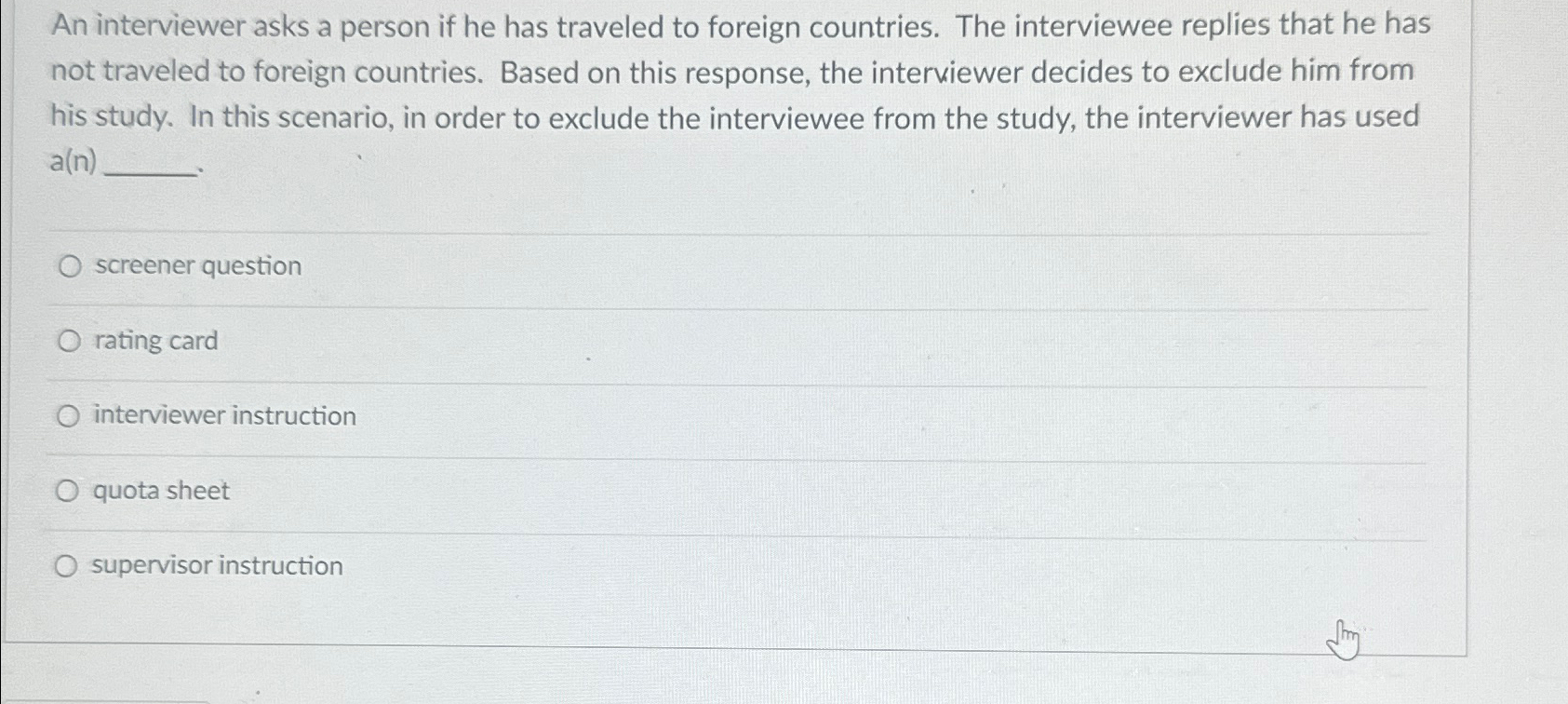 Solved An interviewer asks a person if he has traveled to | Chegg.com