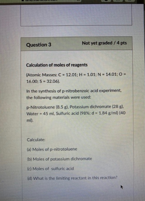 Solved Question 3 Not yet graded / 4 pts Calculation of | Chegg.com