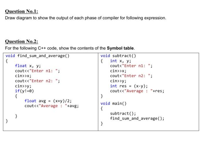Solved Question No.1: Draw diagram to show the output of | Chegg.com
