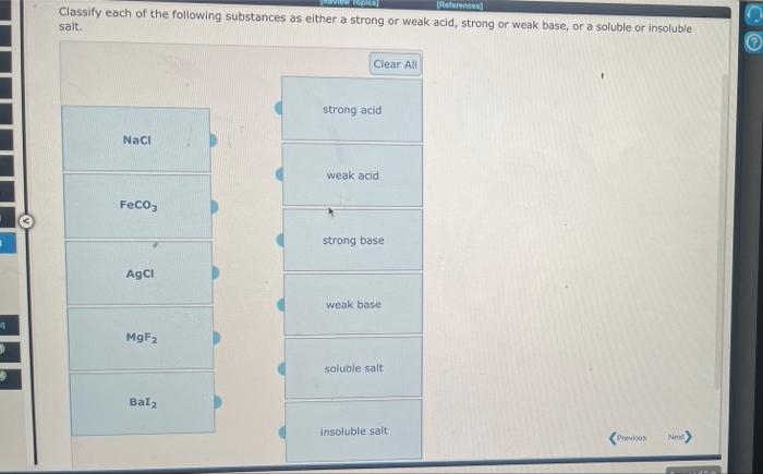 Solved Classify each of the following substances as either a | Chegg.com