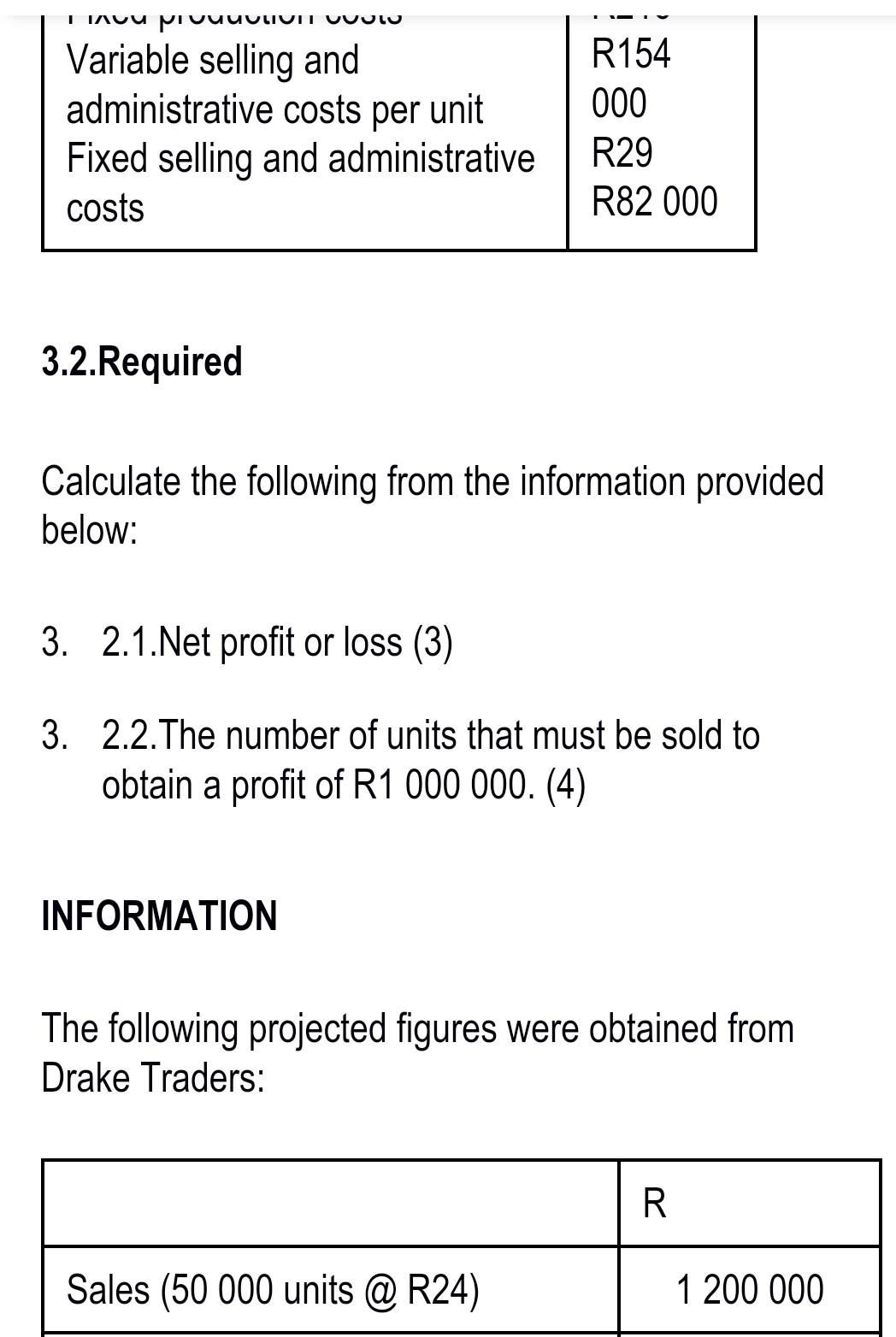 Solved Calculate the following from the information provided | Chegg.com