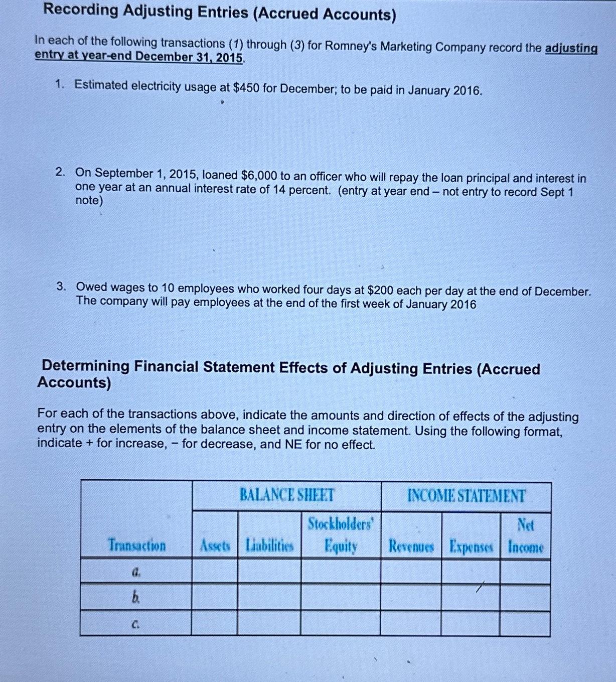 Solved Recording Adjusting Entries (Accrued Accounts)In each | Chegg.com