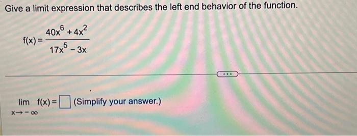 Solved Give a limit expression that describes the left end | Chegg.com