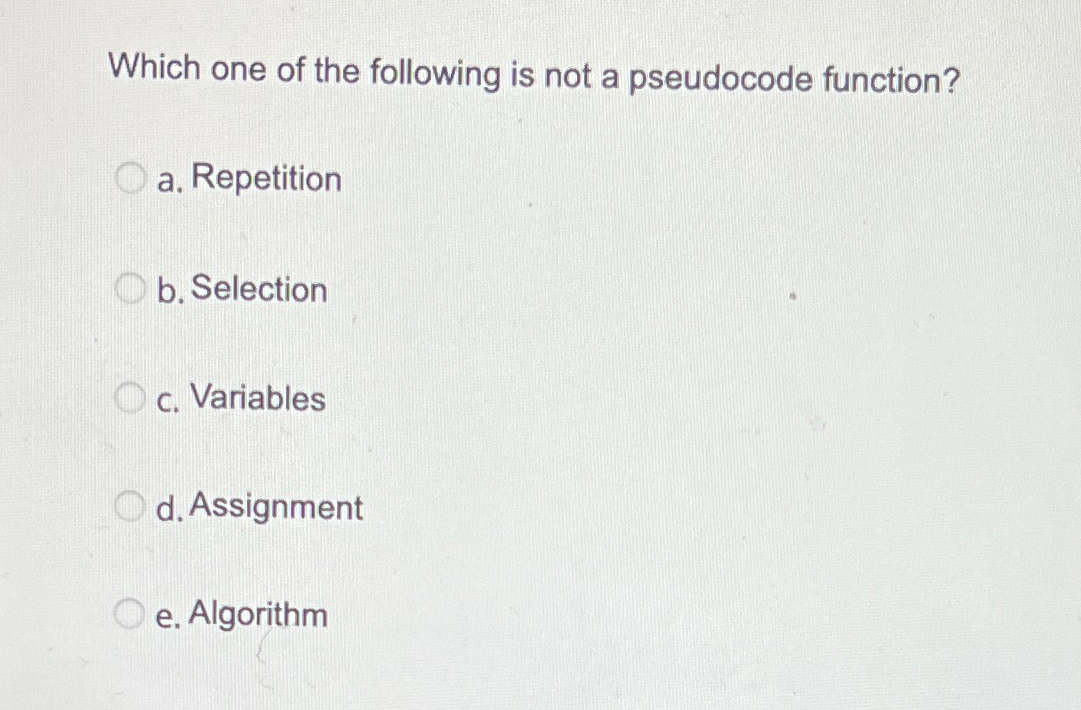 Solved Which one of the following is not a pseudocode | Chegg.com