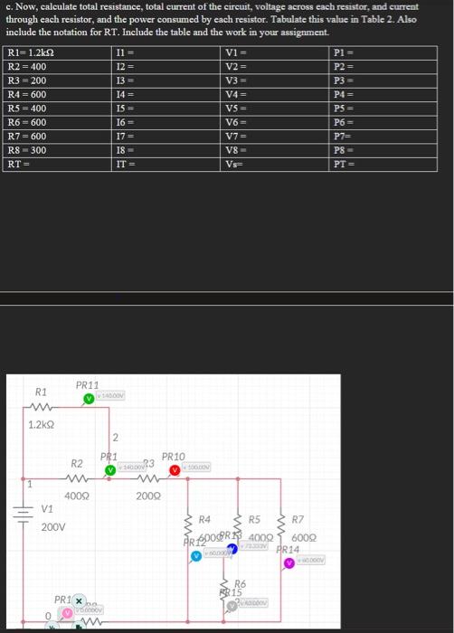 Solved Calculate Total Resistance Current Voltage Across